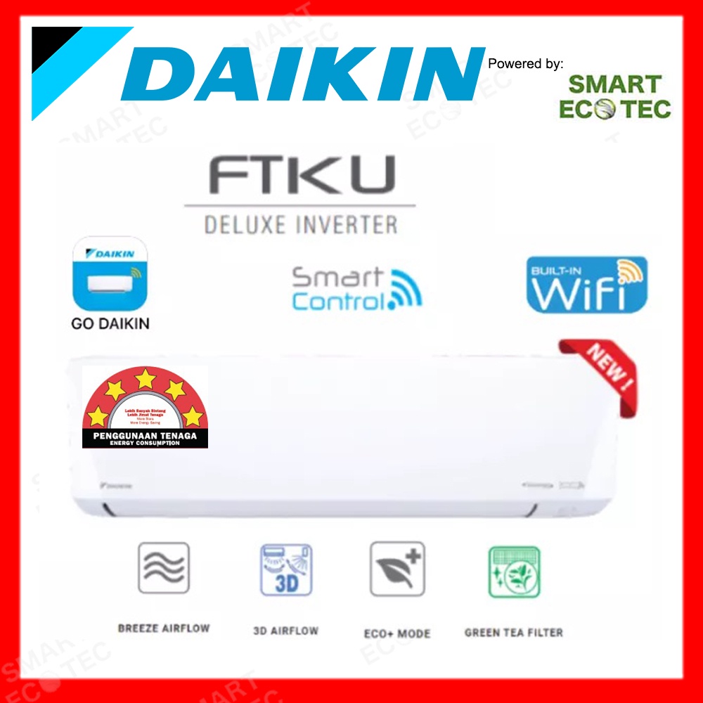Daikin FTKU Series 2.0HP/ 2.5HP FTKU50/FTKU60 Deluxe Inverter R32 Gas ...