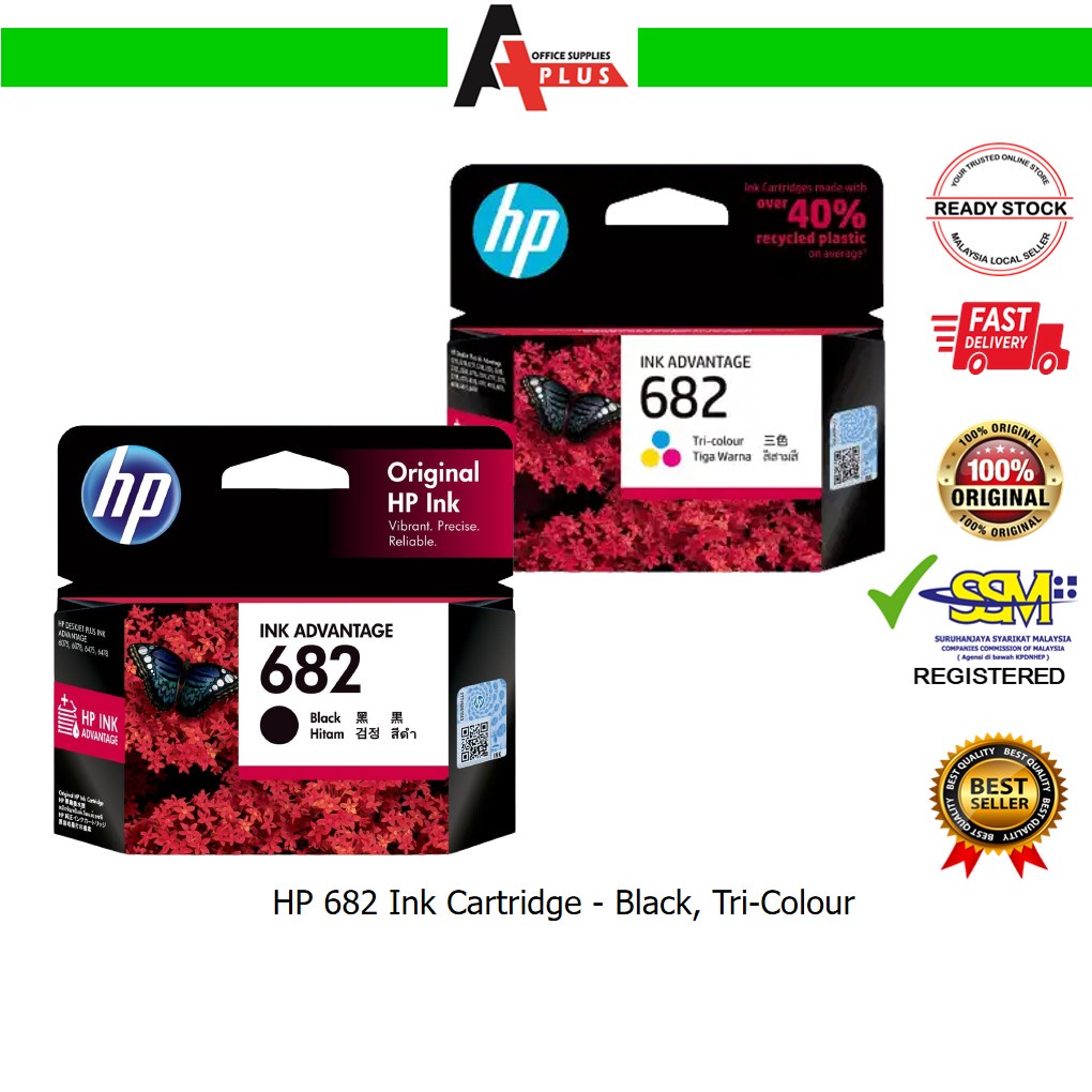 HP 682 Ink Cartridge / Dakwat Katrij - Black, Tri-Colour | Shopee Malaysia