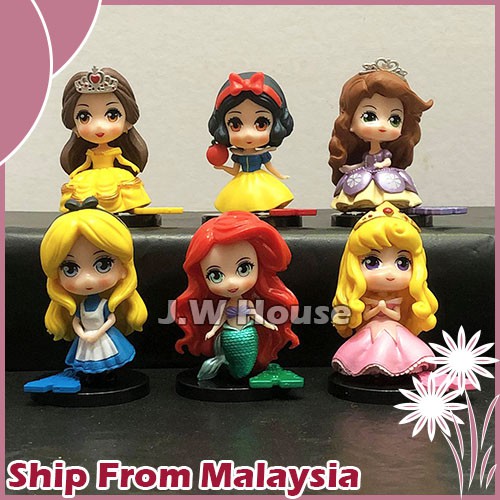 6PCS PRINCESS CUTE MERMAID ARORA SNOW WHITE SOFAI ALICE BELLA CAKE ...