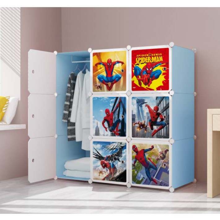 🔥🔥🔥NEW SPIDERMAN Blue 9 cube DIY Multipurpose Portable Wardrobe Cabinet ...
