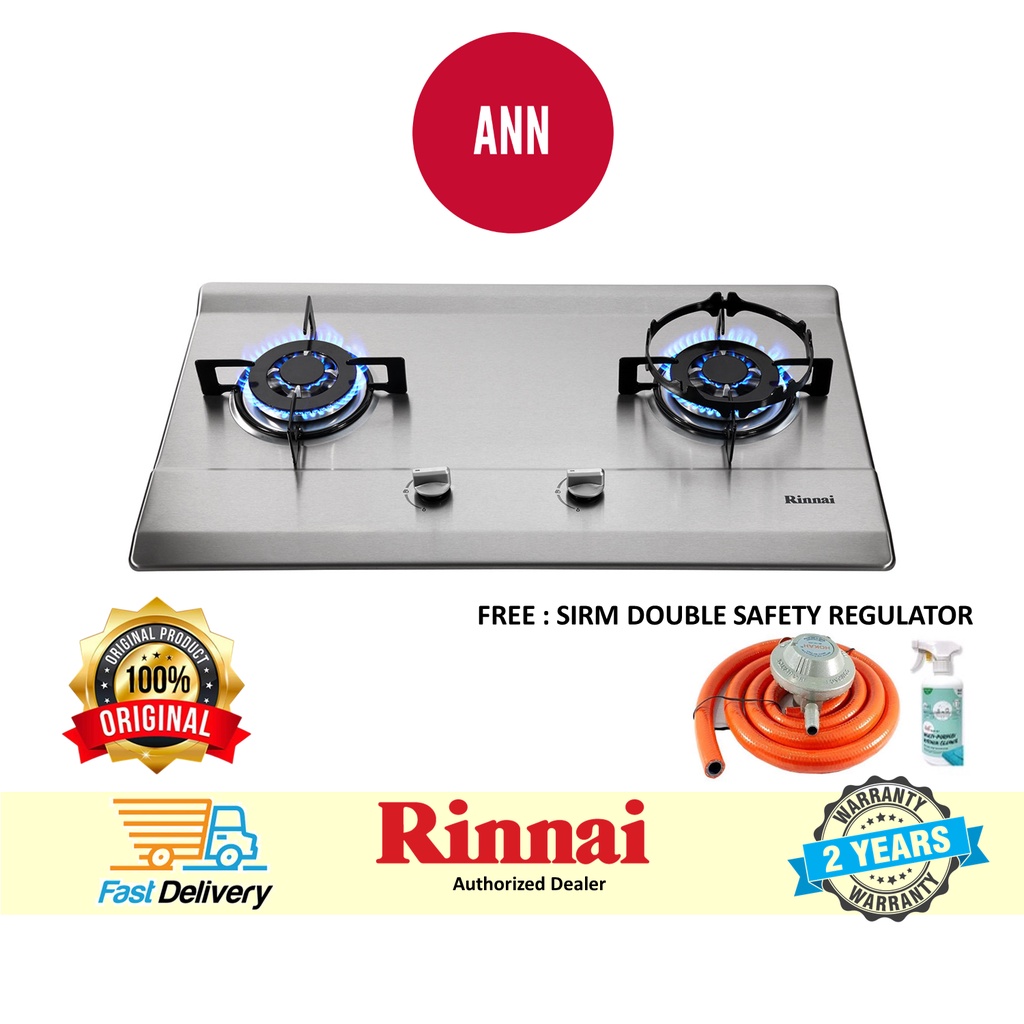 Rinnai RB712NS RB712NG Stainless Steel / Glass Twin Burner Gas Hob ...