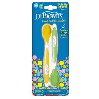 Dr Brown's Soft-Tip Baby Toddler Feeding Spoon - Yellow/Green (2-pack ...