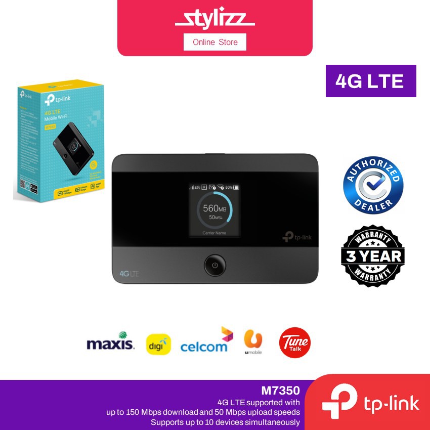 TP-Link 4G LTE Portable Broadband Mobile Wi-Fi Modem Router M7350 ...