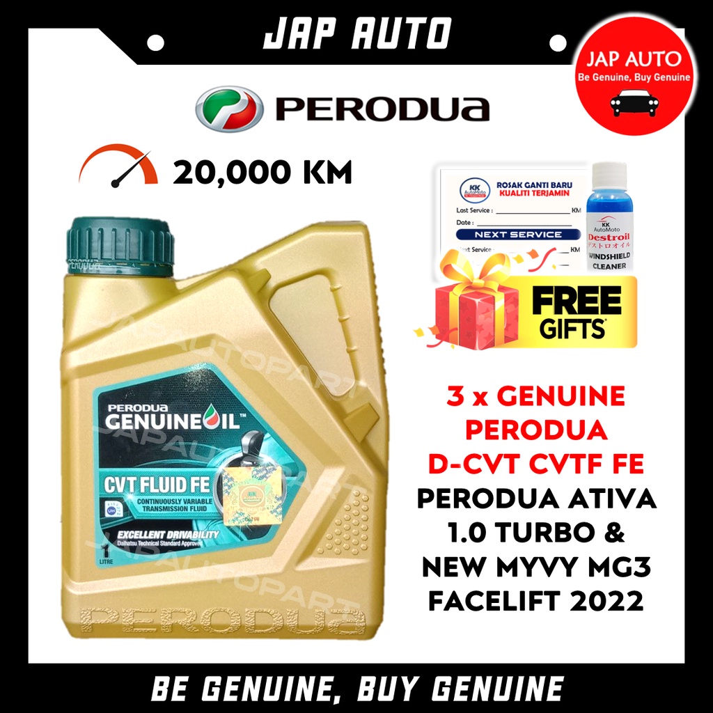 3 Botol 1L Genuine CVTF FE Perodua Gear Oil D-CVT Perodua Ativa 1.0 ...