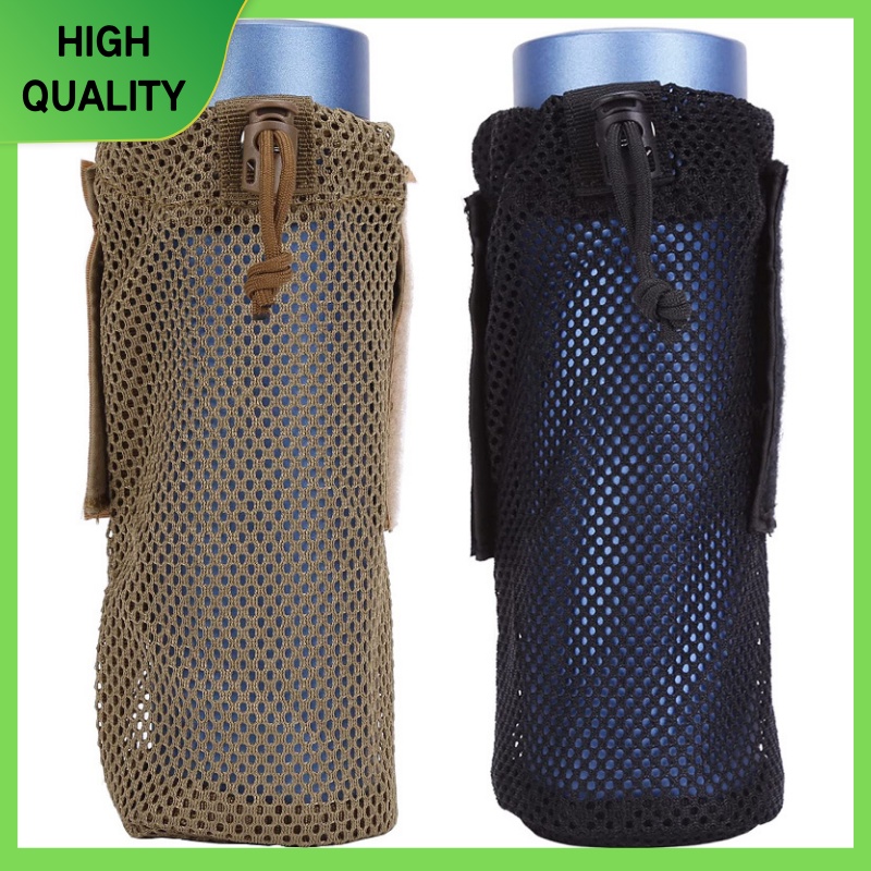 Outdoor Cycling Water Bottle Pouch Tactical Molle Holder Storage Bag Foldable Mesh Water Bottle ...