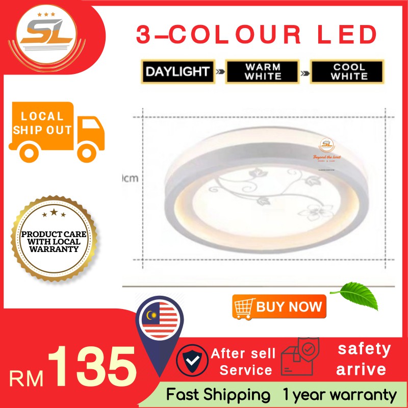 Moden Lampu Siling LED Bulat 50cm untuk Ruang Tamu Bilik Tidur Dapur ...