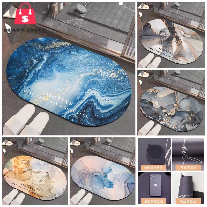 RSS_ MARBLE Soft Diatomite Mat Floor Mat Anti-Slip Fast Dry Diatom Mud ...