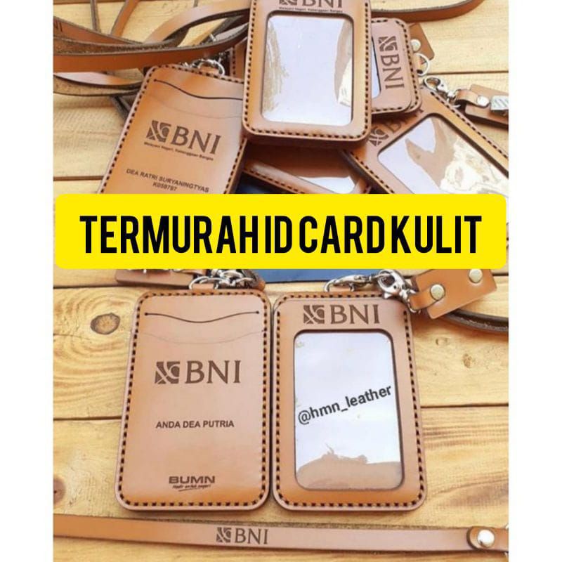 Bni bank logo id card - premium Leather id card Lanyard | Shopee Malaysia