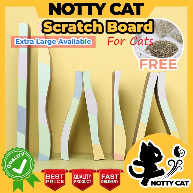 Extra Large Cat Scratcher Scratch Board Cat Toy with Catnip Mainan ...
