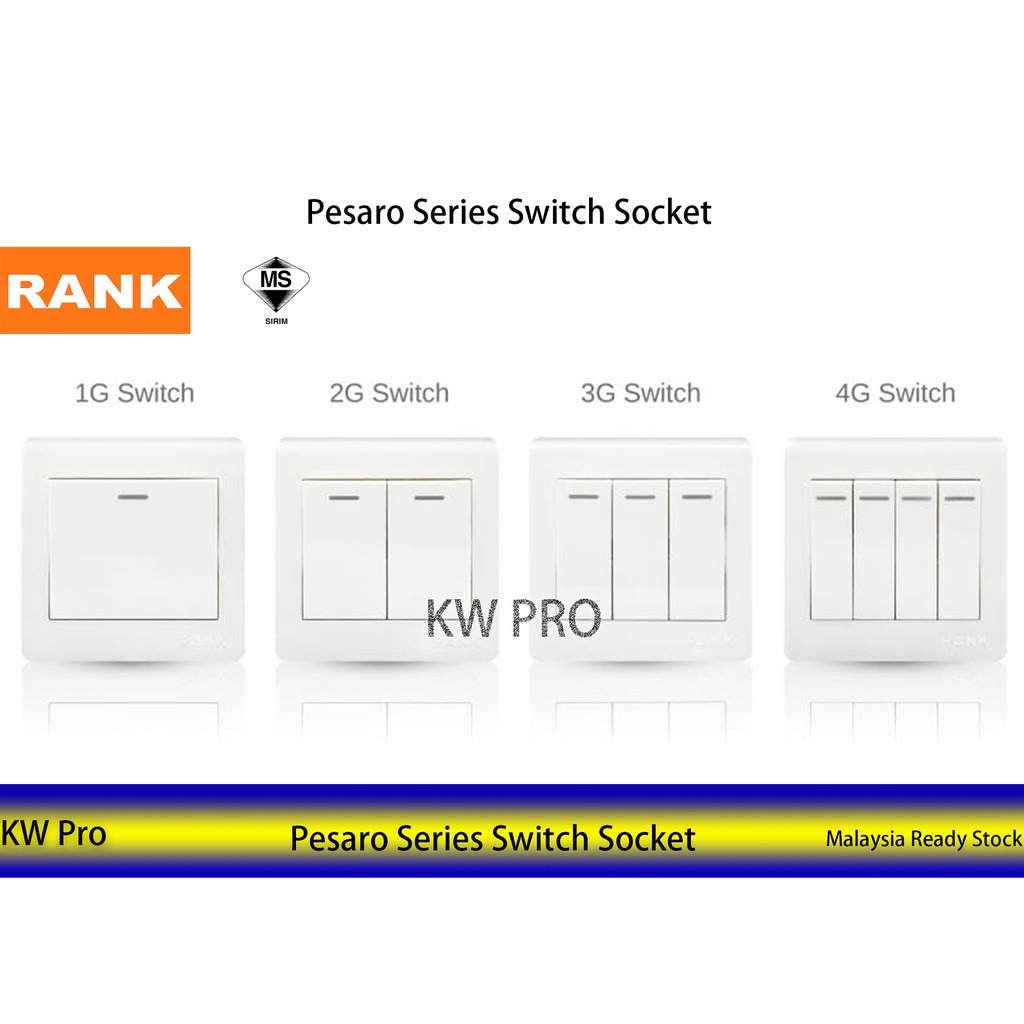 RANK Pesaro Series Switch 1Gang 2Gang 3Gang 4Gang Switch Socket 13A ...