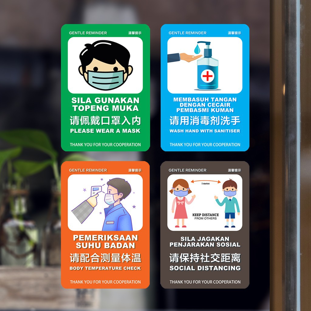 SOP MCO Social Distance Social Distancing Attention Body Temperature ...