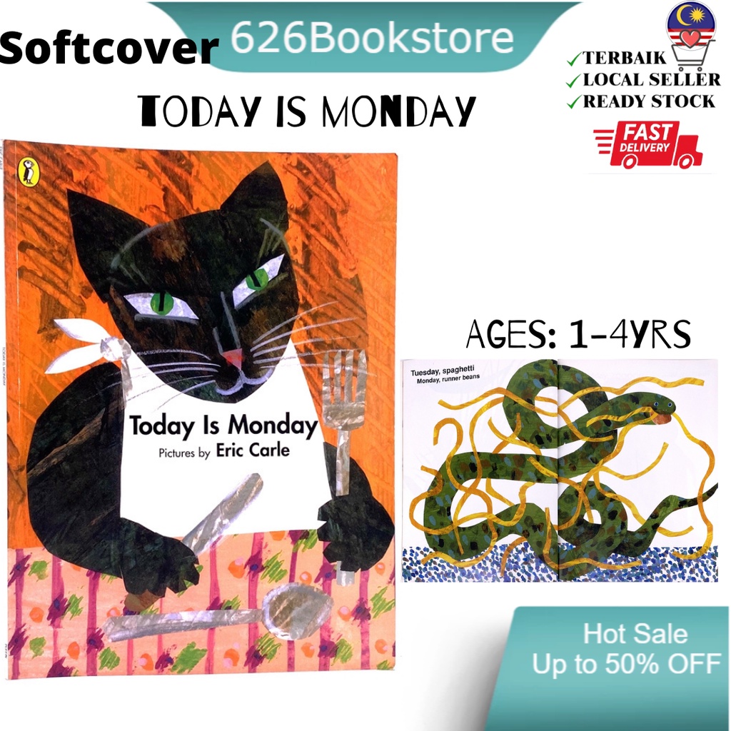 [626Book] Today is Monday by Eric Carle Softcover book A4 Size Bedtime ...