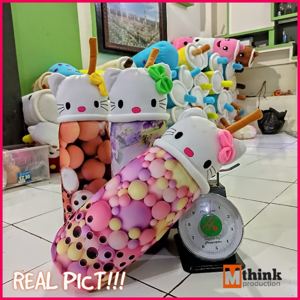Newest cute gemoy hello kitty boba bolster pillow boba doll, original ...