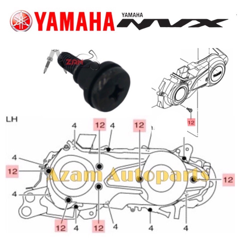 NVX 155 V1 / NVX V2 NMAX V1 / NMAX V2 / XMAX CVT BOLT / BOLT COVER CVT ...