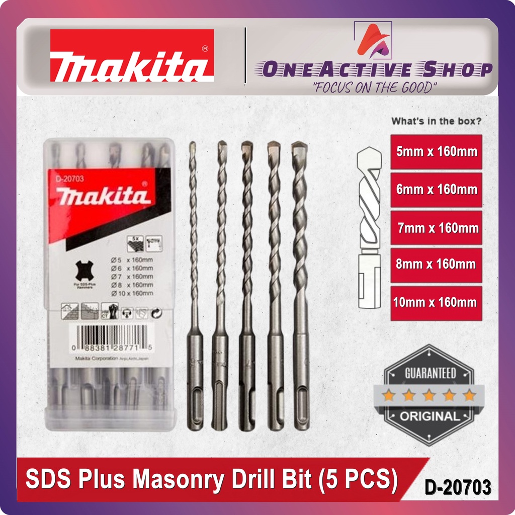 MAKITA SDS Plus Drill Bit Set (5/6/7/8/10MM X160MM) D-20703 ( Makita ...