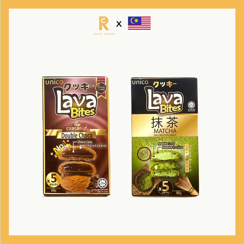 READY STOCK【HALAL】Unico Lava Bites Double Choco Matcha Cookies Biskut ...