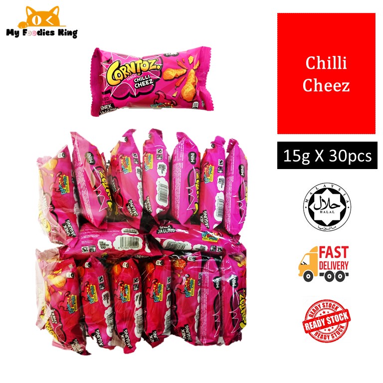 Halal 15g x 30pcs Mini Corntoz Snacks BBQ / Hot & Spicy / Chilli Cheez ...
