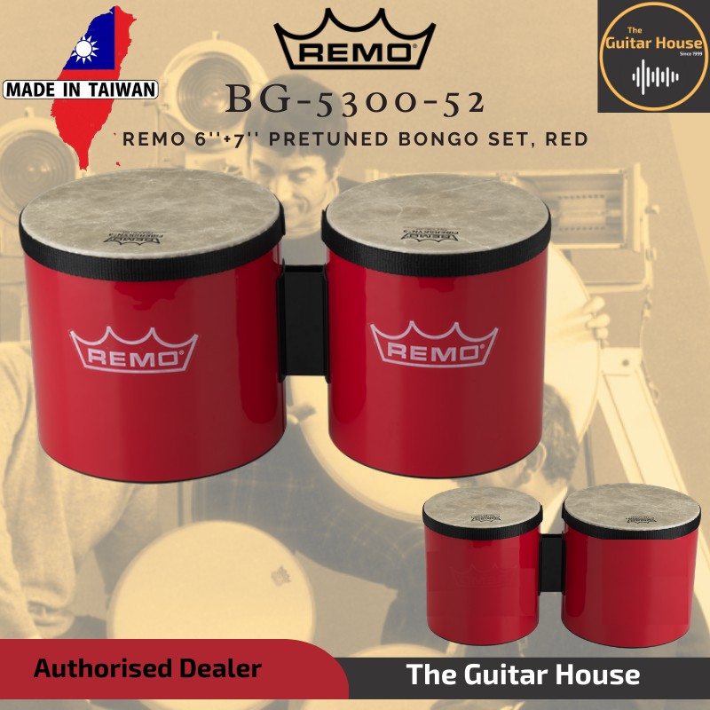 Remo BG-5300-52 6''+7'' Pretuned Bongo Set, Red (BG530052) | Shopee ...
