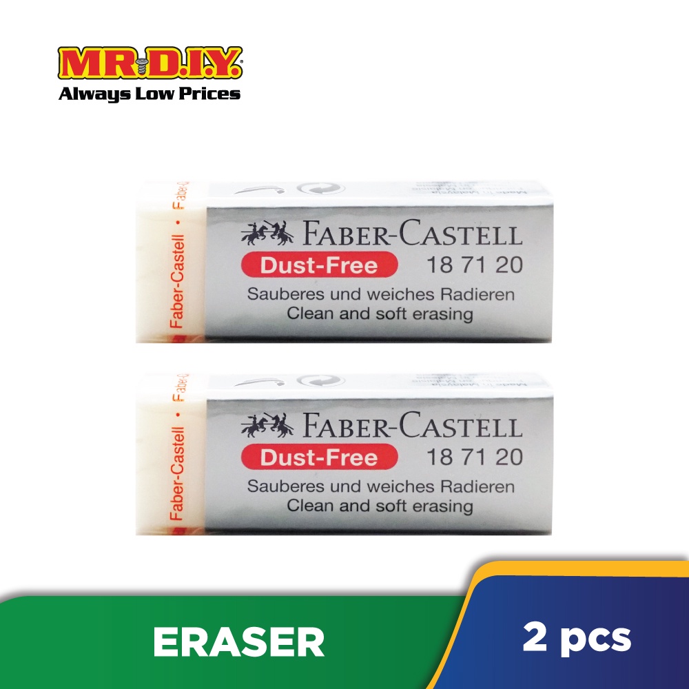 (MR.DIY) FABER-CASTELL Dust-Free Eraser With Sleeve (2pcs) | Shopee ...