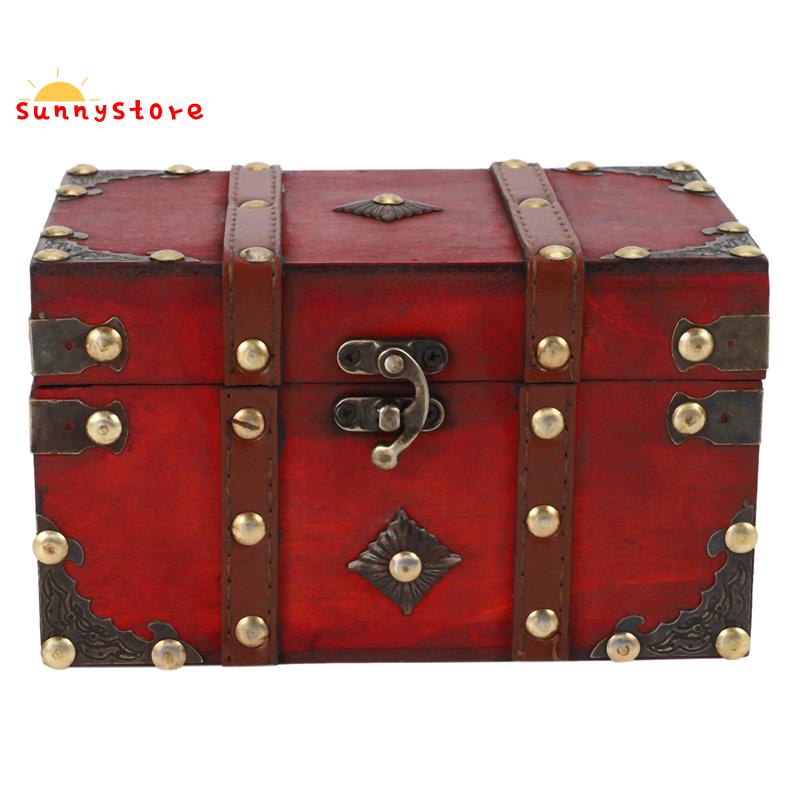 Retro Treasure Chest Vintage Wooden Storage Box Antique Style Big ...