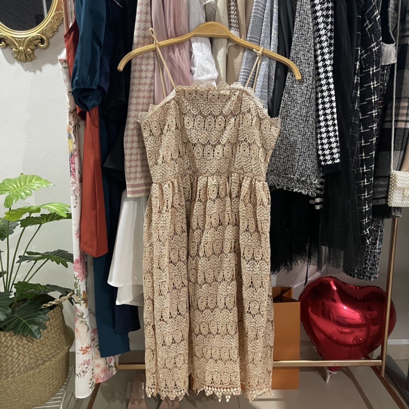 Rose gold Lacey dress | Shopee Malaysia