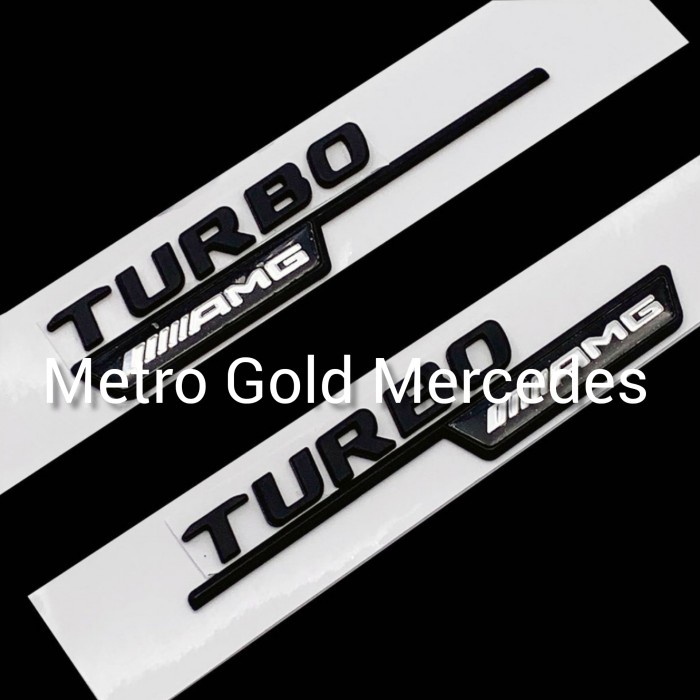Pair of AMG Black Mercedes Benz Turbo Emblem Side Fender Emblems ...