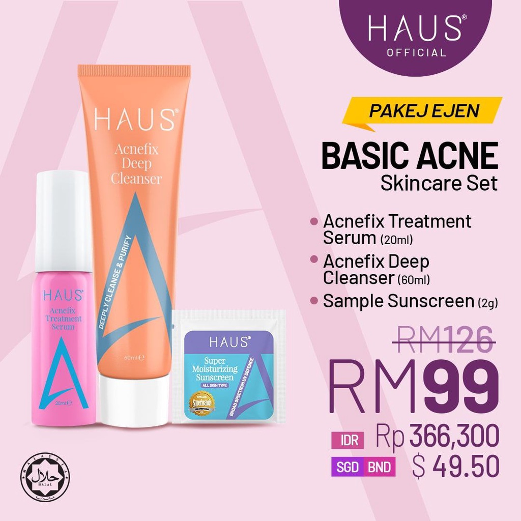 [SKINCARE] Basic Acne Set 𝐟𝐨𝐫 𝐍𝐨𝐫𝐦𝐚𝐥, 𝐀𝗰𝗻𝗲 𝗮𝗻𝗱 𝗢𝗶𝗹𝘆 𝗦𝗸𝗶𝗻 Haus Cosmetics ...