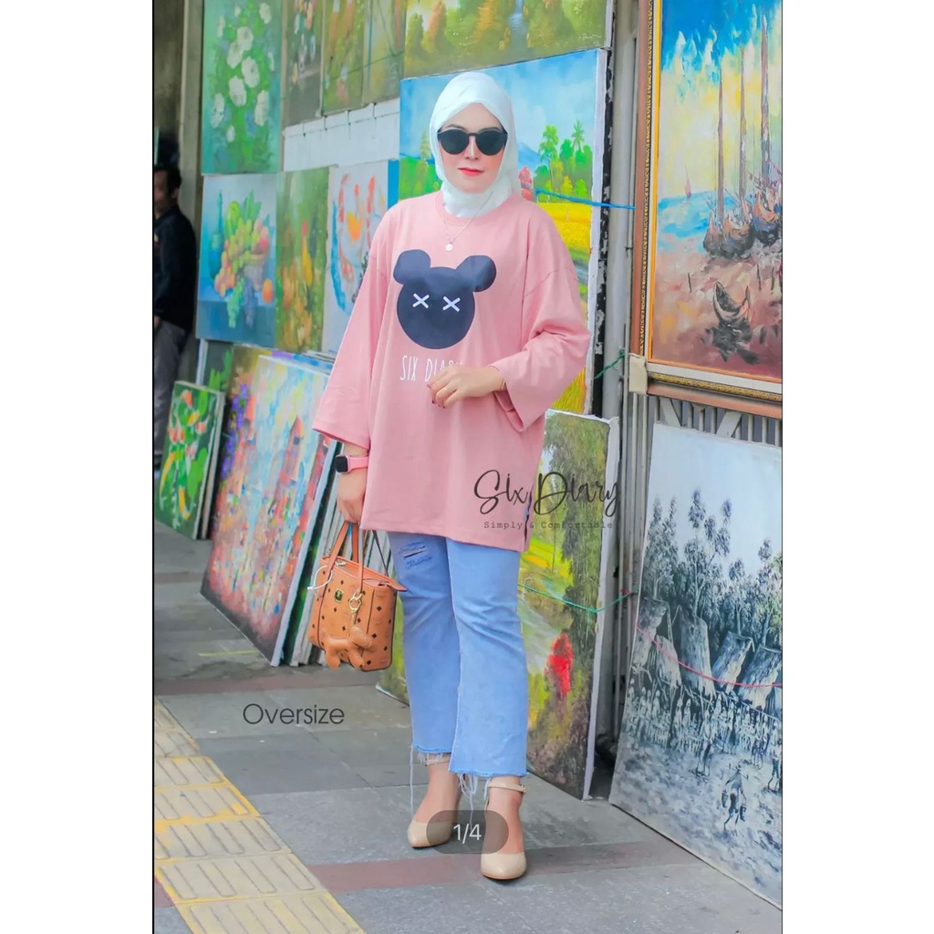 Women's Top OVER SIZE SIX DIARY Latest DUSTY MICKEY MOTIF | Six DIARY ...