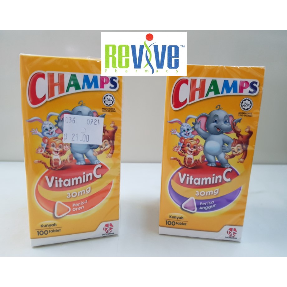 Champs Chewable Vitamin C 30mg, 100'S, Orange (09/2025) / Blackcurrent ...