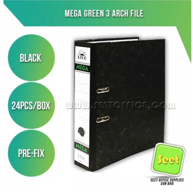 MEGA GREEN 3 ARCH FILE - BLACK (24PCS/BX) (PRE-FIX) | Shopee Malaysia