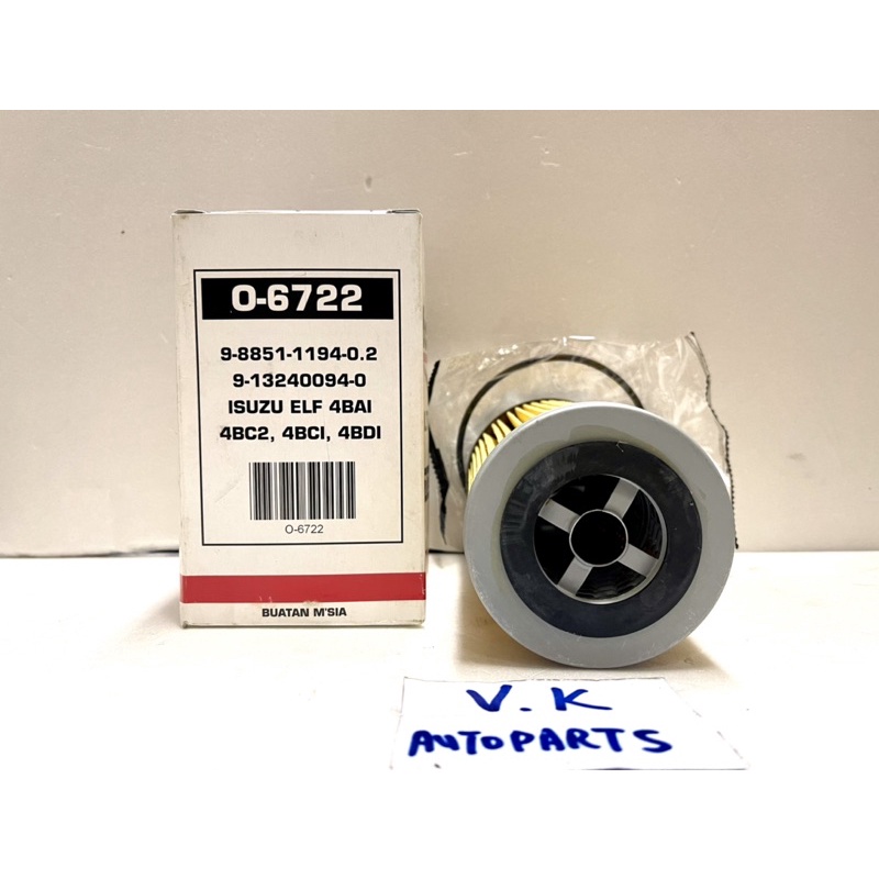 O-6722 6722 ISUZU NPR 3.6 3.9 4BE1 4BD1 Oil Filter Paper Nitco | Shopee ...