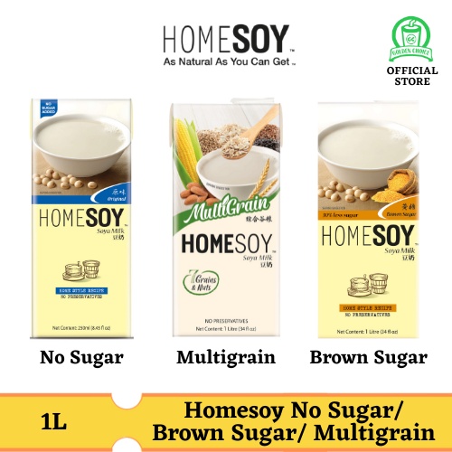 Homesoy Soy Milk Natural 1L No Sugar Brown Sugar Multigrain Soy Milk ...