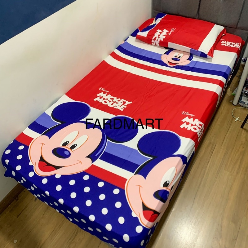 Cotton Cadar Single Cartoon Cadar Kartun 2 in 1 Fitted Bedsheet Sarung ...