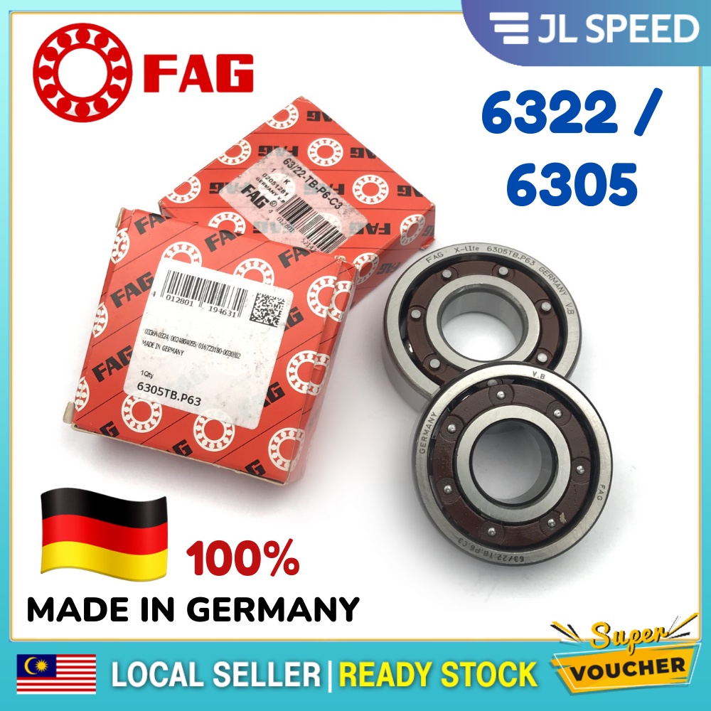 (MADE IN GERMANY) FAG BEARING 6305 / 6322 HIGH SPEED FIBRE BEARING TB ...