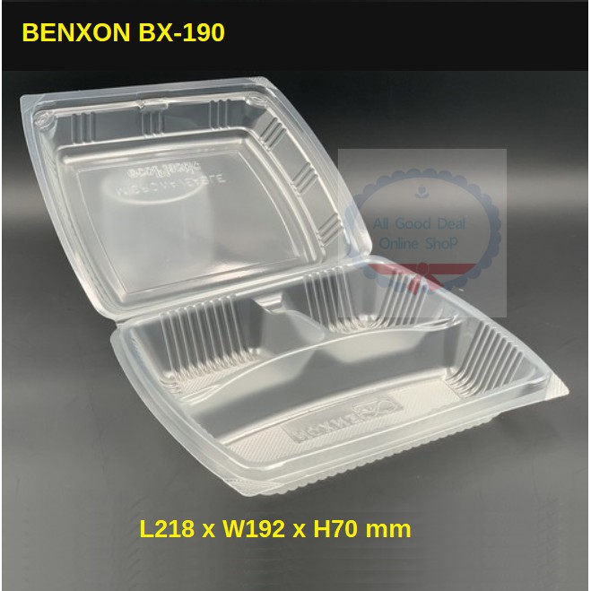 BENXON BX-190 (6pkt X 50pcs)(300pcs) 3 Compartment Disposable Lunch Box ...