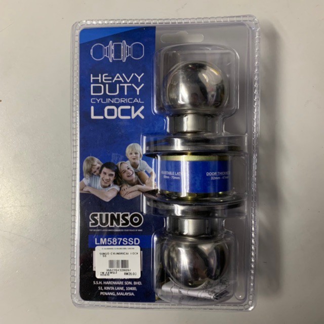 [100% ORIGINAL] SUNSO HEAVY DUTY ENTRANCE CYLINDRICAL LOCK - STAINLESS ...