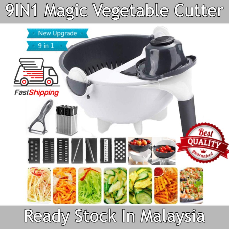(READY STOCK MALAYSIA) 9IN1 Magic Vegetable Cutter With Drain Basket ...
