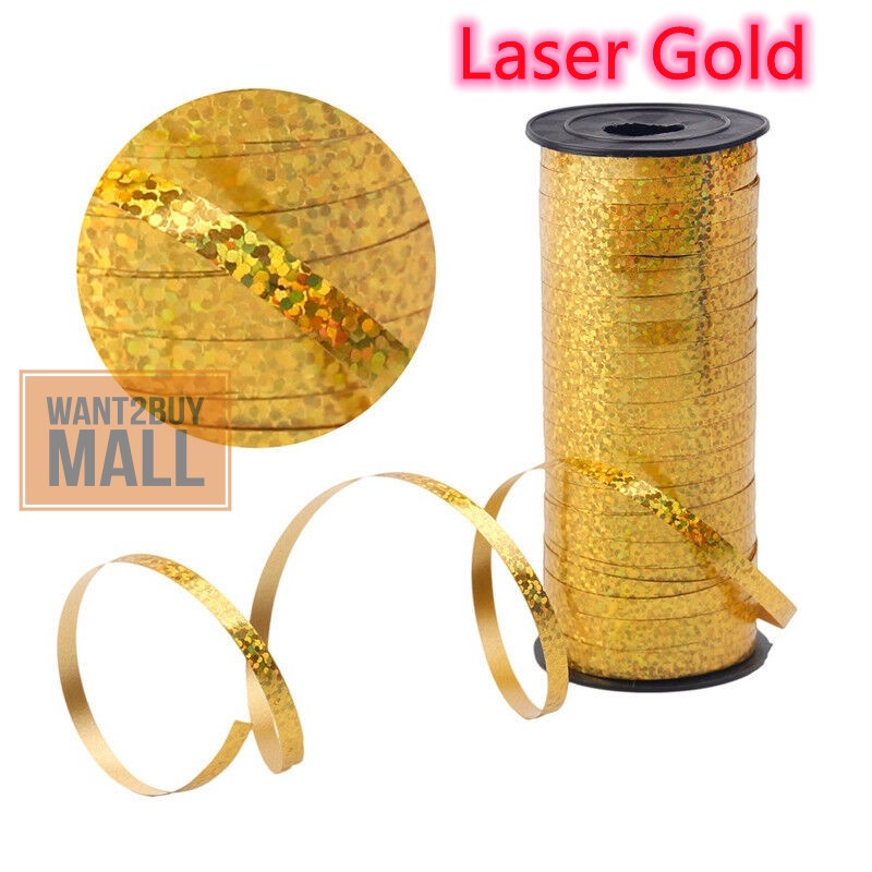 🇲🇾 🏆 100/250/500 Yards Roll Laser Plain Ribbon Balloon String Tied Rope ...