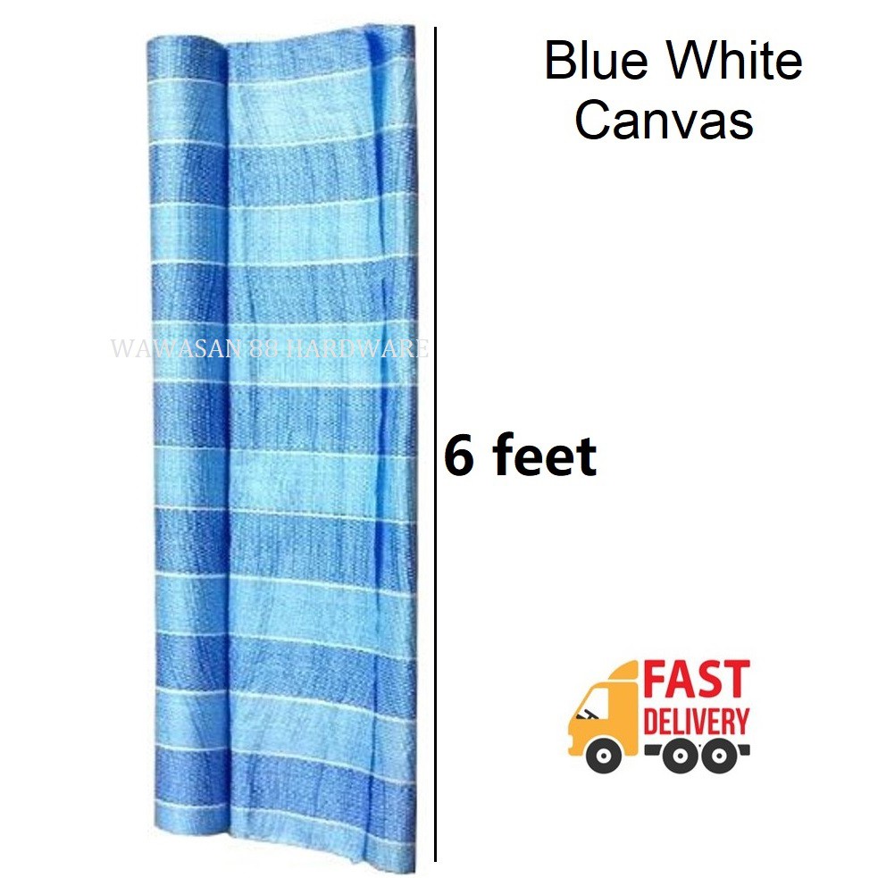 Per feet Tarpaulin Sheet Blue White Waterproof Renovation Canvas / Kain ...
