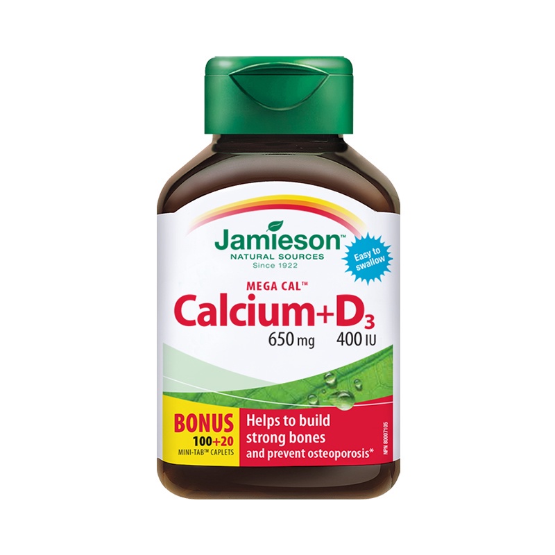 Jamieson Mega Cal Calcium 650 mg + Vitamin D3 400 IU Caplets แคลเซียม ...