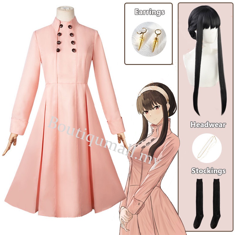 Anime Spy X Family Yor Forger Cosplay Costumes Pink Dress Long Wig ...