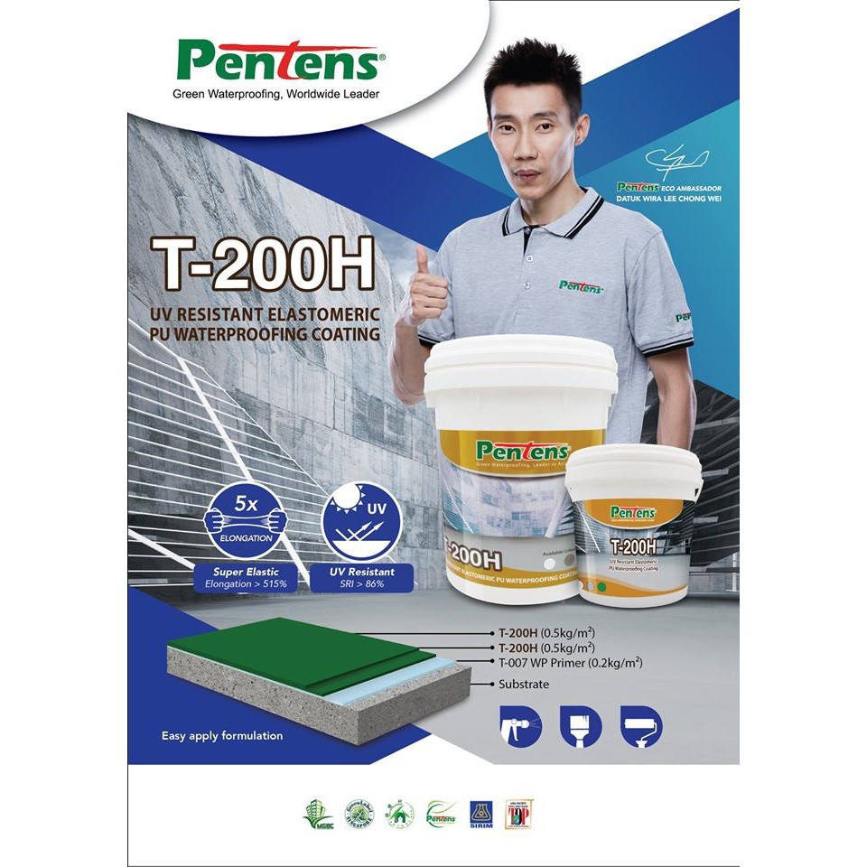PENTENS T-200H 20KG UV Resistant Elastomeric PU Waterproofing Coating ...