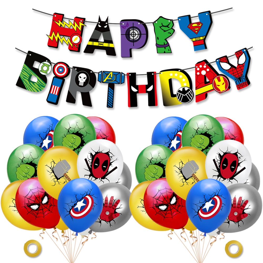 [Ready Stock][25pcs] DIY Super Hero Themed Happy Birthday Decoration ...