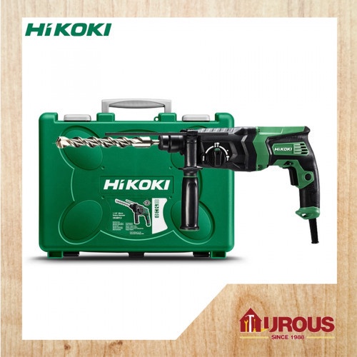 HIKOKI 3 IN 1 ROTARY HAMMER DH26PC2 26MM C/W DRILL BIT SET BULL POINT 1/2 CHUCK & ADAPTOR ...