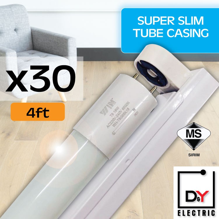 SUPER SLIM LED T8 TUBE Casing/Housing LAMPU KALIMANTANG 4ft | Shopee ...