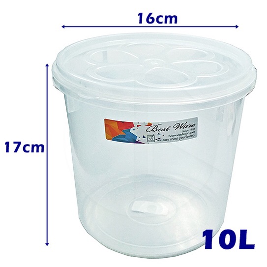 BESTWARE Multipurpose Round Plastic Container 10L / Food Storage Container / Canister / Bekas ...