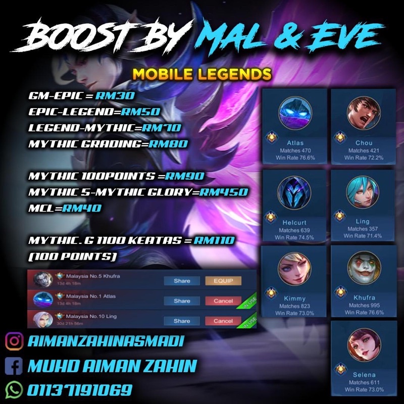 BOOSTING SERVICE MOBILE LEGENDS/MLBB - JOKI/PUSH/BOOST MLBB ML | Shopee ...