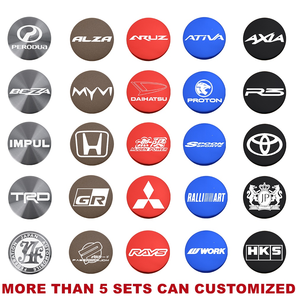 4PCS/SET 45MM/50MM/56MM/60MM/65MM Car Sport Rim Center Sticker Aluminum ...