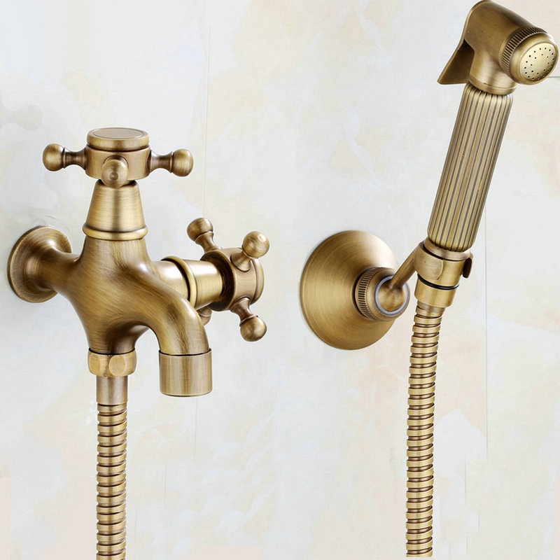 Antique Portable Bidet Sprayer Brass Toilet Bidet faucet Cold Bathroom ...