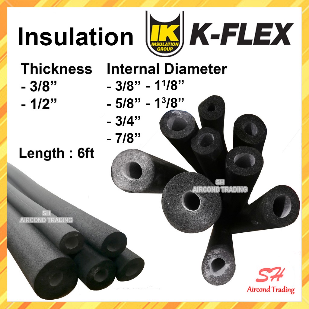 K-FLEX INSULATION FOR AIRCOND PIPING pipe hitam kflex 3/8", 1/2 ...